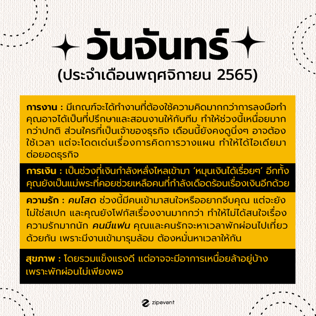 ดูดวงวันเกิด พฤศจิกายน 2565 แม่นที่สุด! กับ Zipevent เช็กที่นี่ก่อนใคร